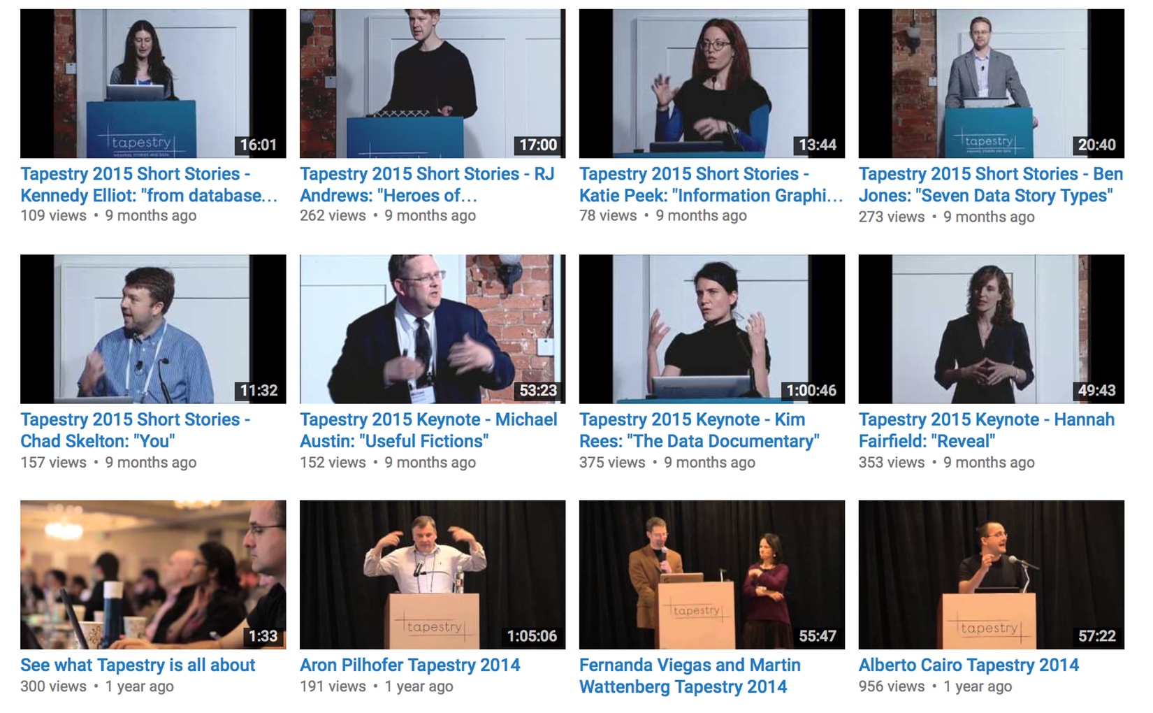 Link: The Tapestry YouTube Channel - eagereyes.org